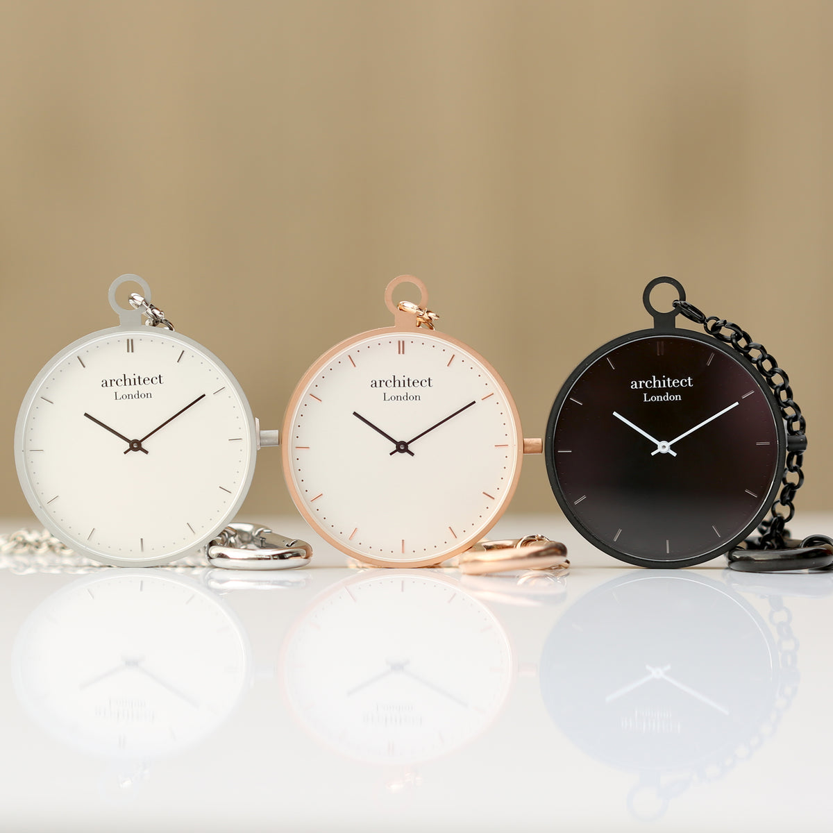 Modern Pocket Watch Black - Modern Font Engraving – Architect Watches